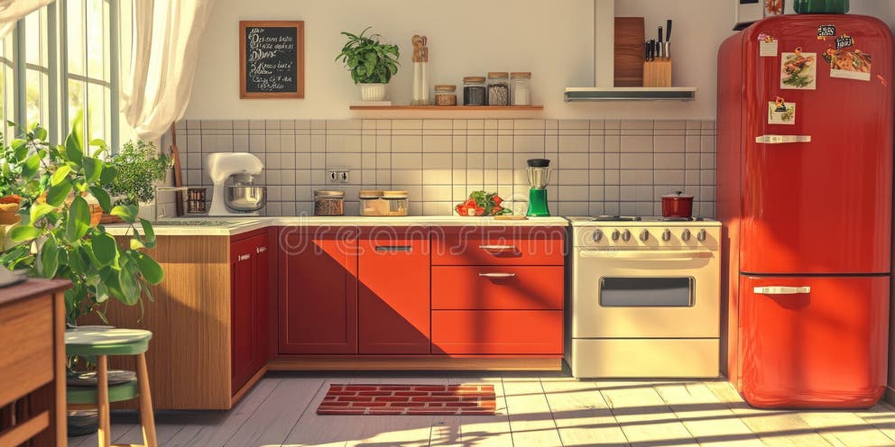 Modern Realistic Kitchen Interior Design, Cozy Kitchen Room with a ...