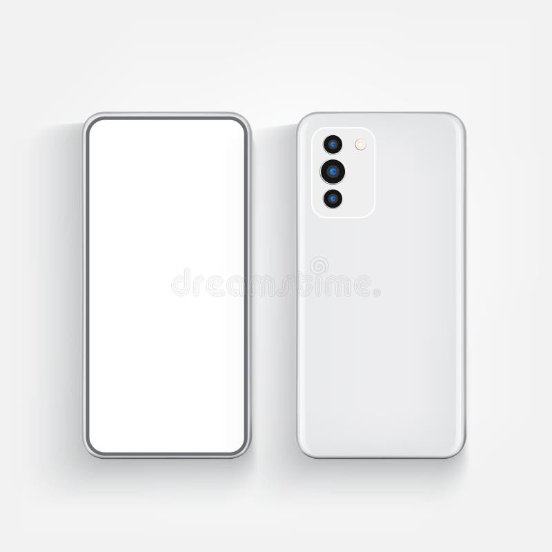 Modern Realistic Phone Front and Back View. White Screen Smartphone ...