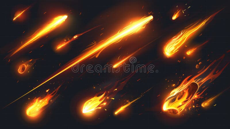 Modern Realistic Set of Falling Comets, Asteroids, and Meteors with ...