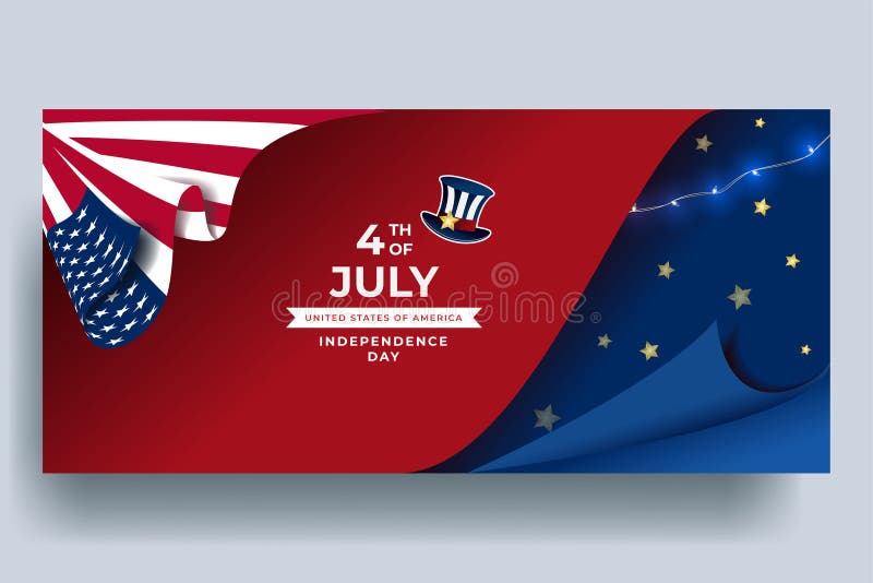 Modern Realistic 4th of July Horizontal Banner USA Independence Day ...