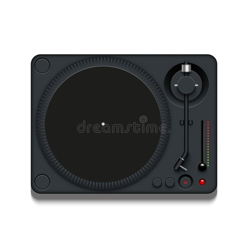 Modern Realistic Vector DJ Black Turntable Top View Custom Design ...