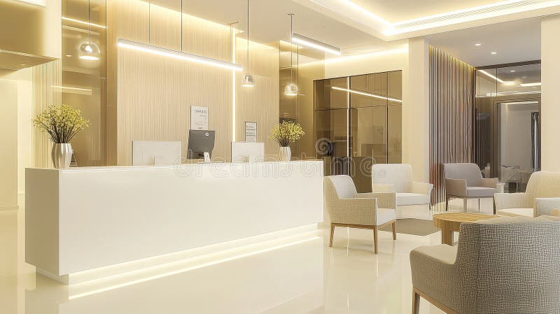 Modern Reception Area in a Corporate Office Building Stock Image ...
