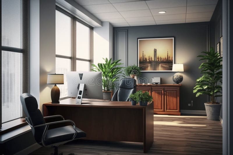 Modern Reception Area with Desk and Seating Stock Illustration ...