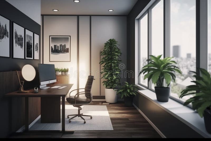 Modern Reception Area with Desk and Seating Stock Illustration ...