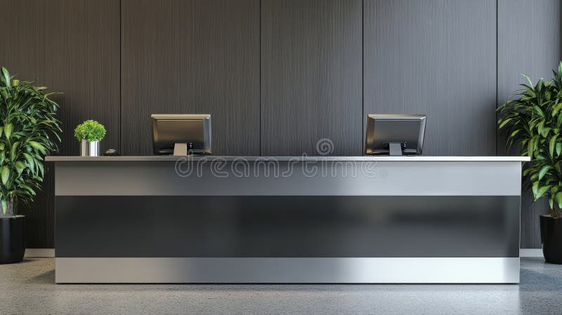 Modern Reception Area Greenery Monitors Streamlined Design Stock ...