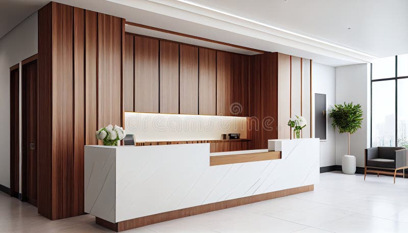 Modern reception area stock illustration. Illustration of hotel - 280912995