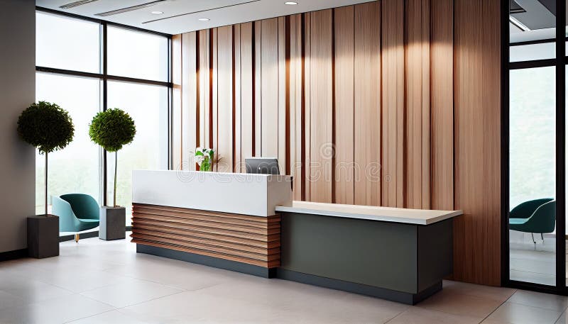 Modern reception area stock illustration. Illustration of hotel - 280912995