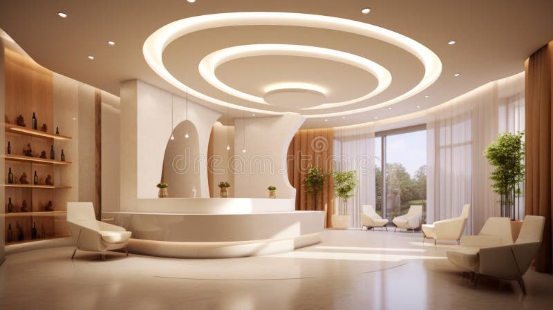 Modern Reception Area Lobby Area Interior Design. Generative AI Stock ...