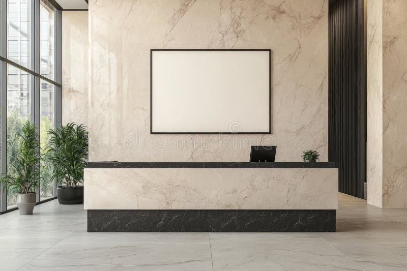 Modern Marble Reception Desk Stock Illustration - Illustration of ...