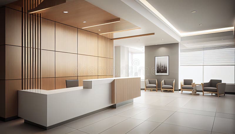 Modern reception area stock illustration. Illustration of counter ...