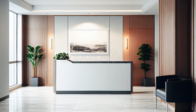 Modern reception area stock illustration. Illustration of corporate ...