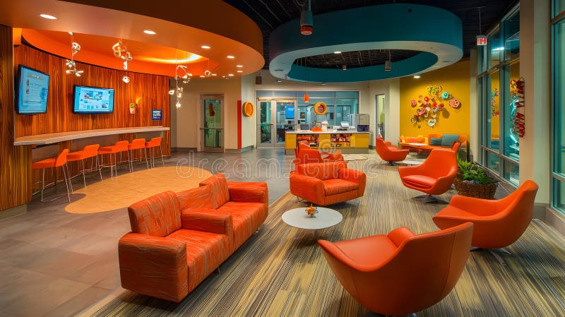 Modern Reception Area Office Building Interior Design Contemporary Wide ...