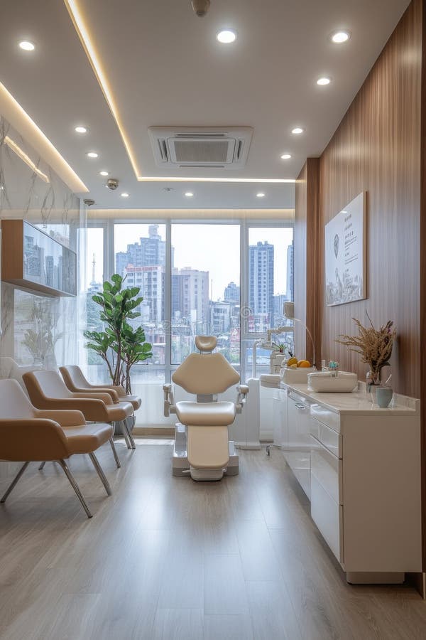 Modern Reception Area with Sleek Design and Warm Lighting in a ...