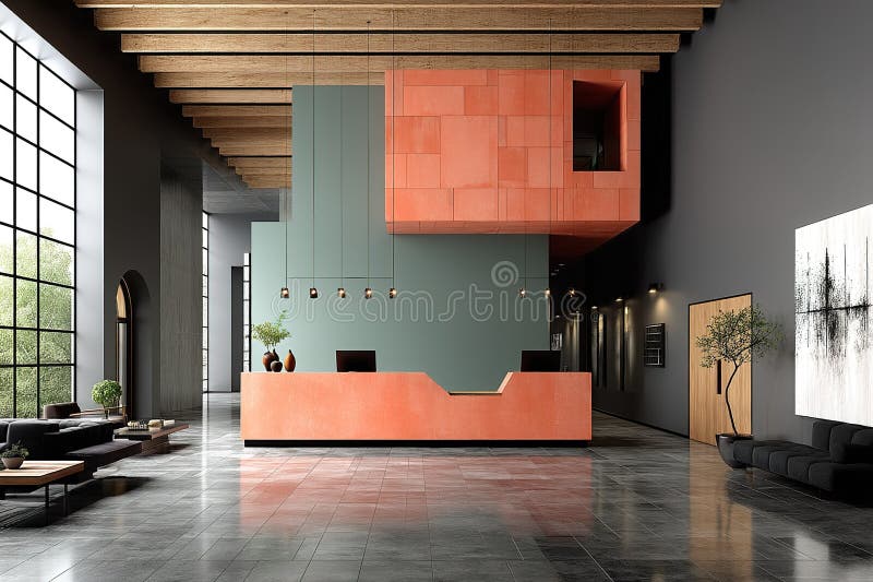 Modern Reception Area with Stylish Design and Spacious Layout ...
