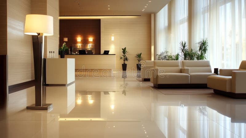 Modern Reception Area Stylish Lobby Design with Comfortable Seating and ...