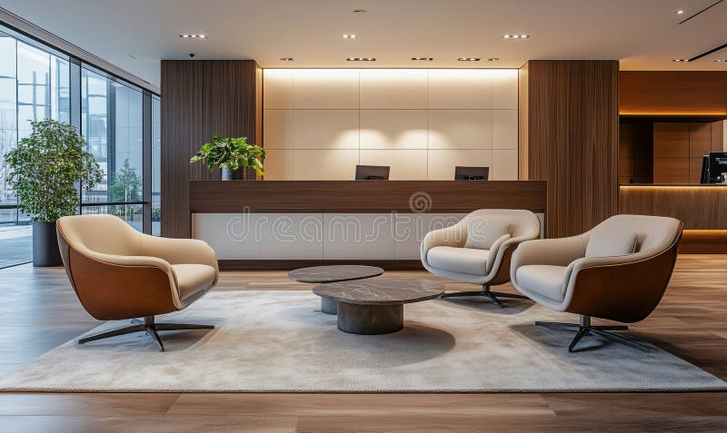 Modern Reception Area with Stylish Seating and Elegant Design Elements Stock Photo - Image of ...
