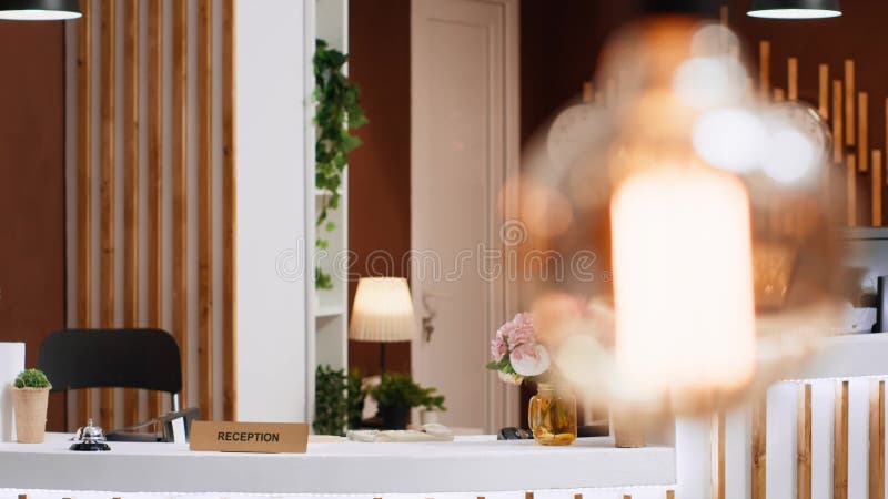 Modern Reception Counter with Classy Interior Design Stock Footage ...