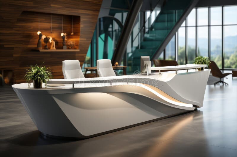 A Modern Reception Desk Design Concept Stock Illustration ...