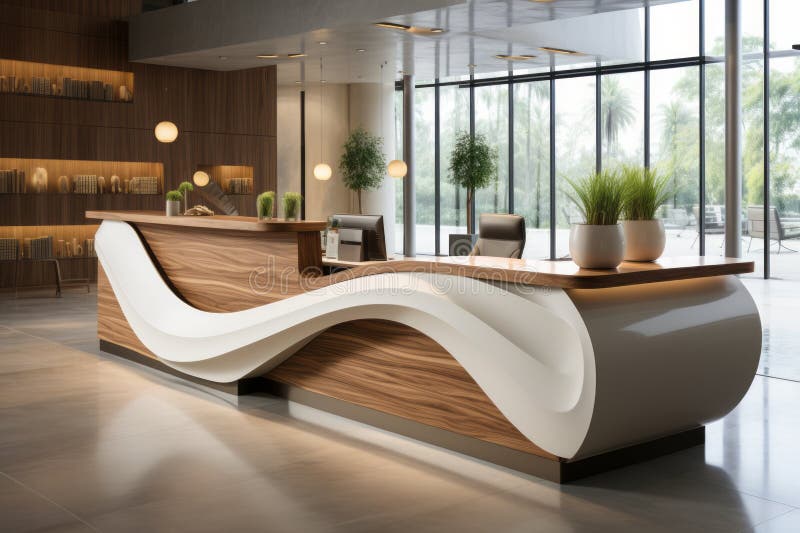 A Modern Reception Desk Design Concept Stock Illustration ...