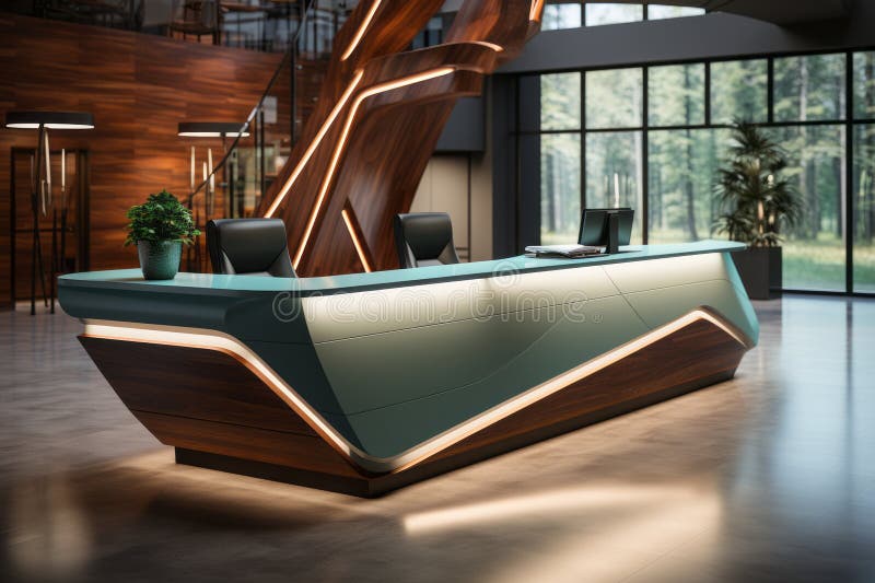 A Modern Reception Desk Design Concept Stock Image - Image of ...