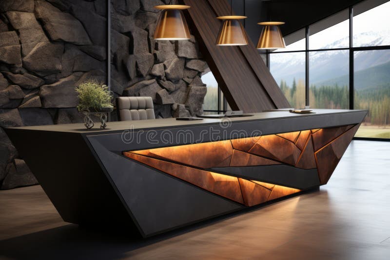 Reception Desk in a Modern Office Interior Stock Image - Image of ...