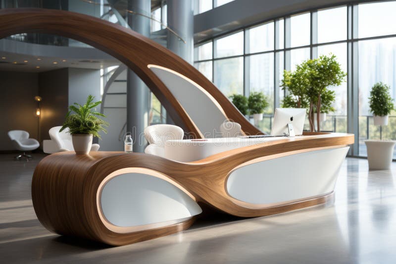 A Modern Reception Desk Design Concept Stock Illustration ...