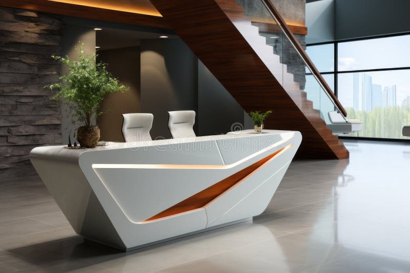 A Modern Reception Desk Design Concept Stock Illustration ...