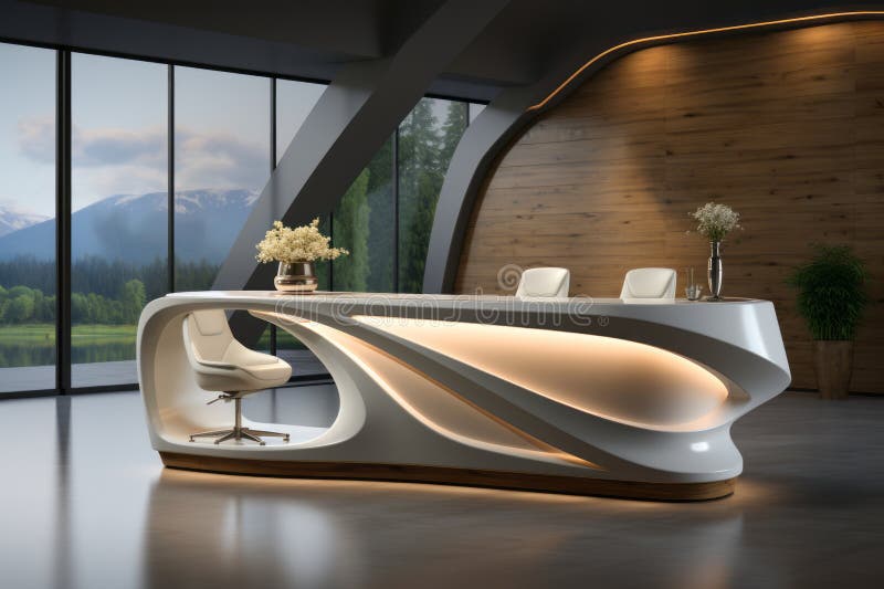 A Modern Reception Desk Design Concept Stock Illustration ...