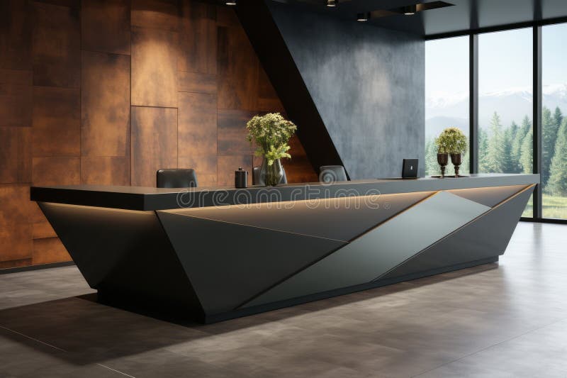 A Modern Reception Desk Design Concept Stock Illustration ...