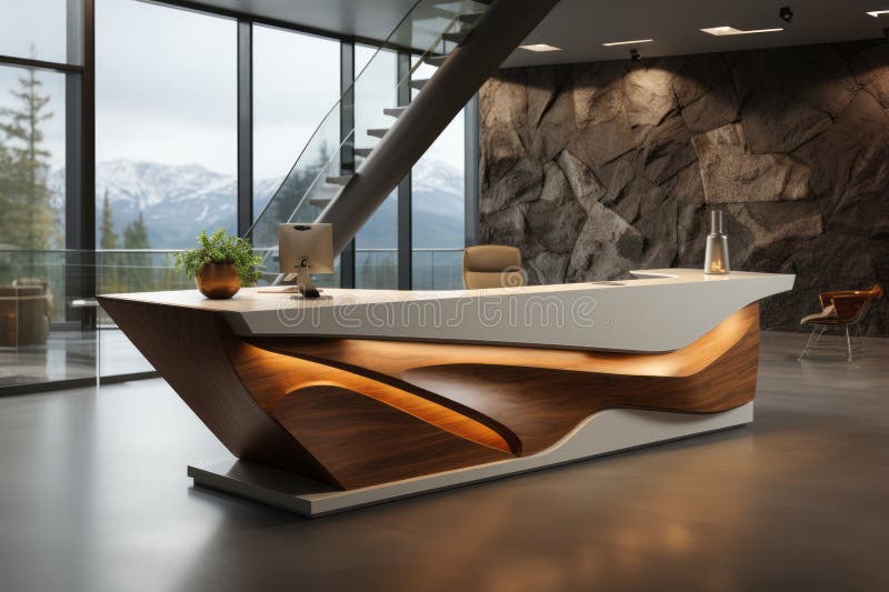 A Modern Reception Desk Design Concept Stock Illustration ...