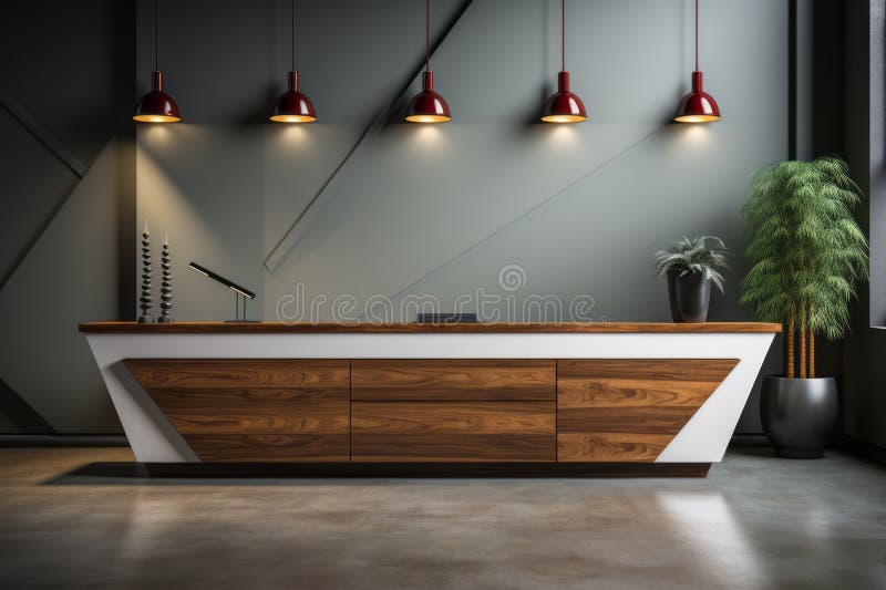 A Modern Reception Desk Design Concept Stock Illustration ...