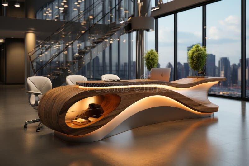 A Modern Reception Desk Design Concept Stock Illustration ...