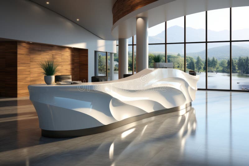 A Modern Reception Desk Design Concept Stock Illustration ...
