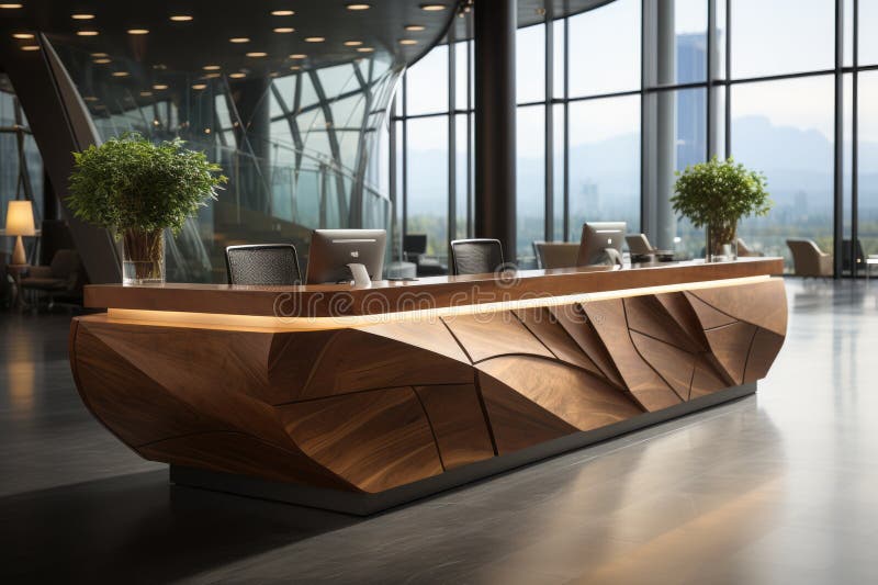 A Modern Reception Desk Design Concept Stock Image - Image of modern ...