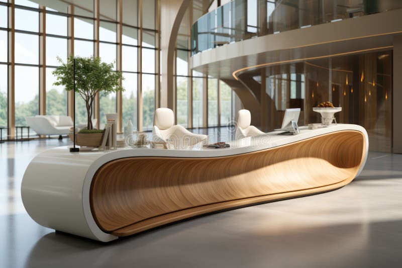A Modern Reception Desk Design Concept Stock Illustration ...