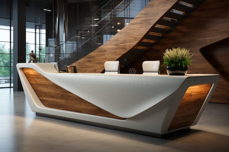 A Modern Reception Desk Design Concept Stock Illustration ...