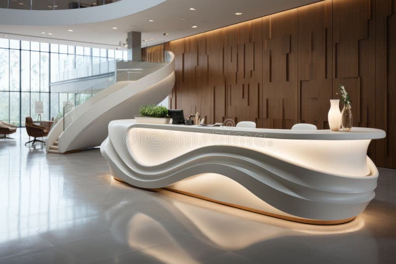 A Modern Reception Desk Design Concept Stock Illustration ...
