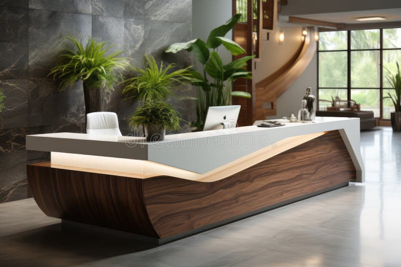 A Modern Reception Desk Design Concept Stock Illustration ...