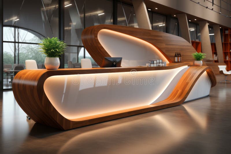 A Modern Reception Desk Design Concept Stock Illustration ...