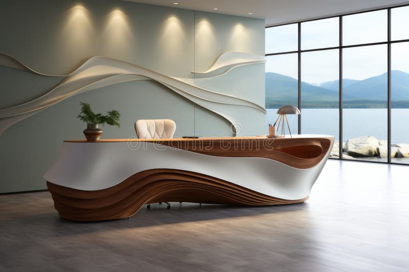 A Modern Reception Desk Design Concept Stock Illustration ...