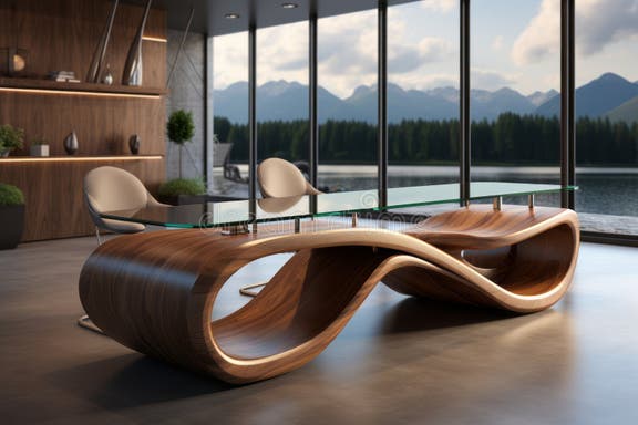 A Modern Reception Desk Design Concept Stock Illustration ...