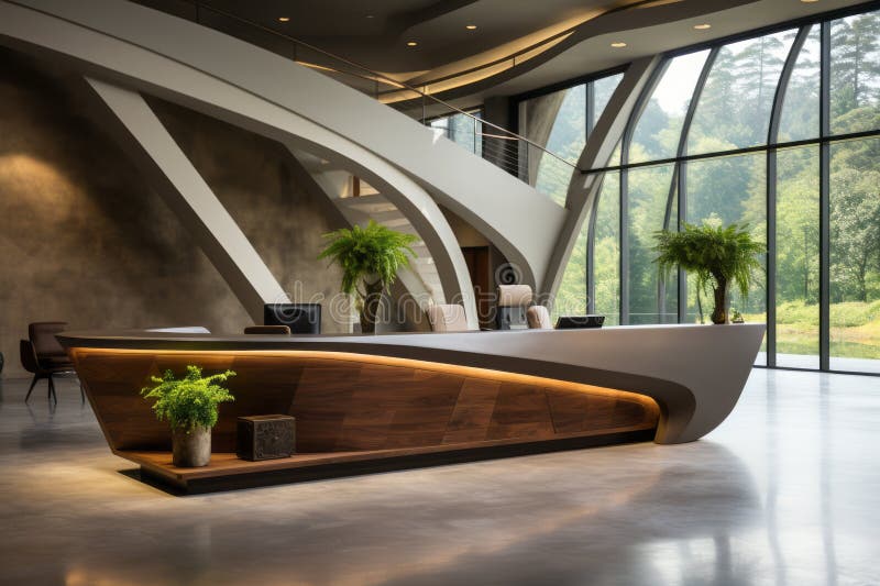 A Modern Reception Desk Design Concept Stock Illustration ...