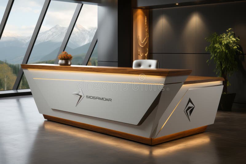 A Modern Reception Desk Design Concept Stock Illustration ...