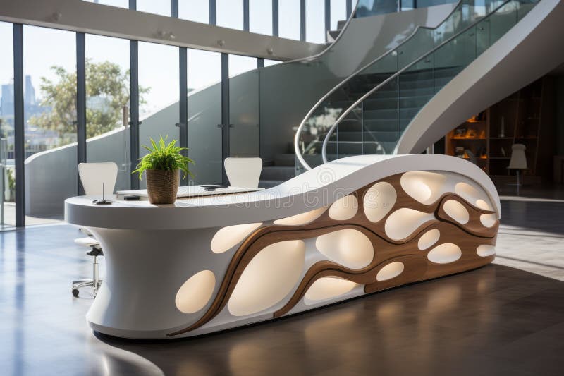 A Modern Reception Desk Design Concept Stock Illustration ...