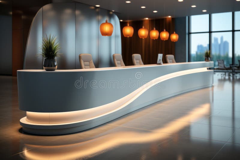 A Modern Reception Desk Design Concept Stock Illustration ...