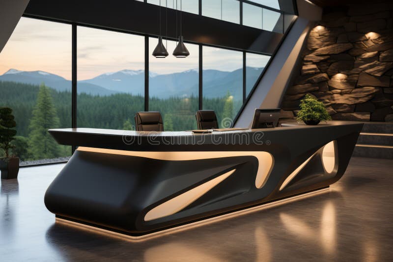 A Modern Reception Desk Design Concept Stock Illustration ...