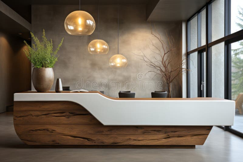 A Modern Reception Desk Design Concept Stock Illustration ...