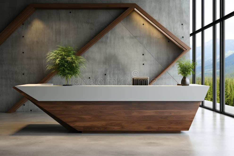 A Modern Reception Desk Design Concept Stock Illustration ...