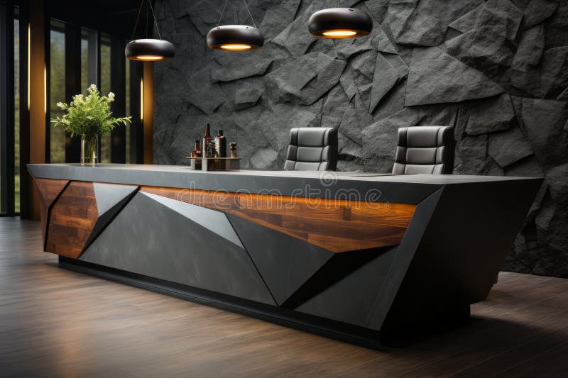 A Modern Reception Desk Design Concept Stock Illustration ...