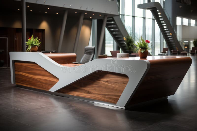 A Modern Reception Desk Design Concept Stock Illustration ...